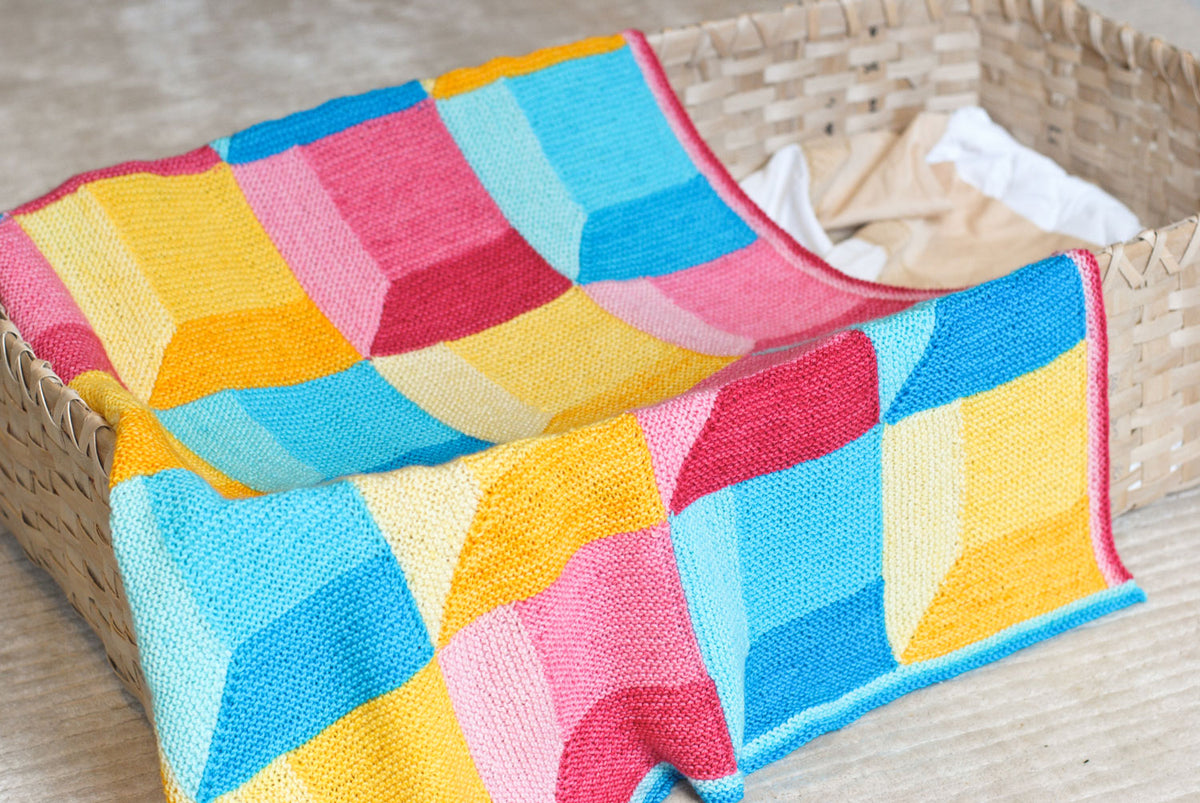 Attic Windows Baby Blanket easy knitting kit - Sweet Paprika Designs